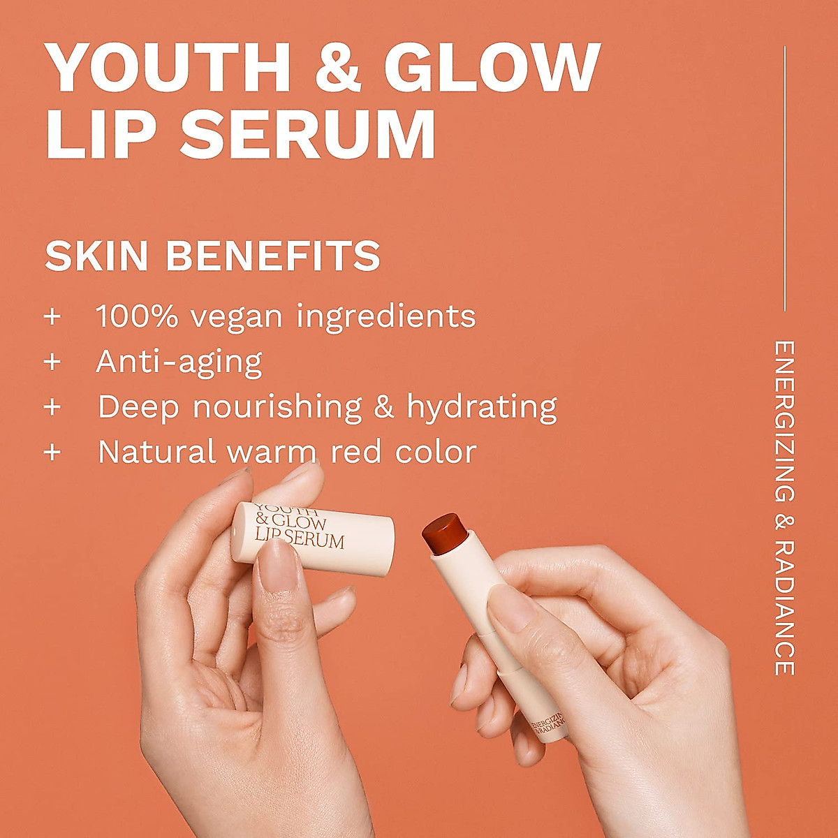 SERUMKIND Youth & Glow Lip Serum - Anti-Aging Lip Balm Chapped Lips – Natural Red Color - Nourishing Lip Moisturizer to Restore Radiance – Vegan, Cruelty Free - 0.13oz.