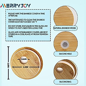 MerryJoy 8 PACK Sublimation Glass Blanks With Bamboo Lid,16 OZ Frosted Glass Cups With Lids And Straws,Sublimation Glass Can,Sublimation Glass Blanks For Iced Coffee,Juice,Soda,Drinks,Beer