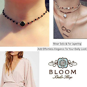 Olbye Rainbow Moonstone Necklace Choker Simple Necklace Personalize Everyday Necklace Jewelry for Women (Black)