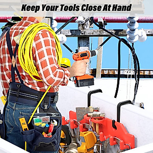 2 Pack Bucket Hooks, Aerial Bucket Hooks, Fits for 2" Aerial-Bucket Lip, Hooks for Aerial Baskets, Lineman Bucket Tool Holder, Attach Tool Bags or Aprons to Buckets, Black