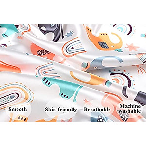 Satin Nursing Pillow Cover Set 2 Pack Ultra Soft Silk Compatible with Boppy Pillow Protect for Baby Hair and Skin Elephant & Rhino Lion