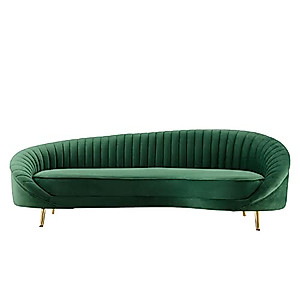 Modway Camber Channel Tufted Performance Velvet Sofa in Emerald
