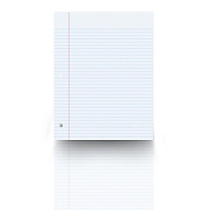 School Smart 3-Hole Punched Filler Paper w/Red Margin, 8-1/2 x 11 Inches, College Ruled, 200 Sheets, White