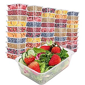 Glotoch 50 Pack, 25 OZ Single Compartment Plastic Food Storage Containers Set with Lids - Microwave, Freezer & Dishwasher Safe - Eco-Friendly, BPA-Free, Reusable & Stackable