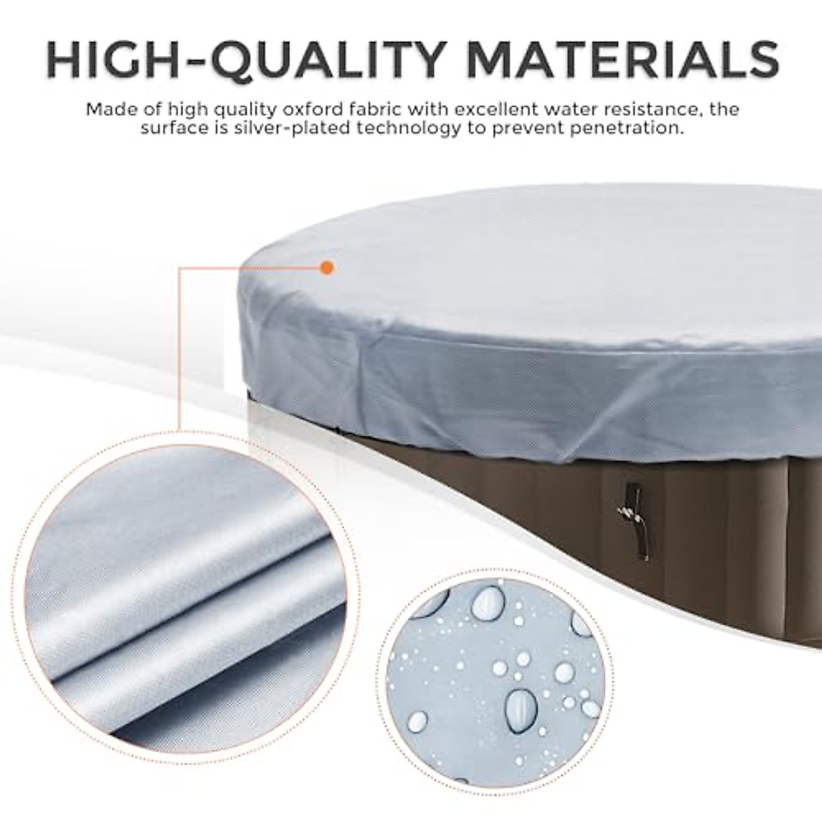 Round Hot Tub Cover 420D Polyester Waterproof Spa Covers for Hot Tub Replacement Outdoor Patio Hot Tub Protector (75" Dx12 H, Grey)