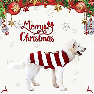Hotumn Christmas Dog Sweaters Elks Pattern Dog Coat Xmas Classic Striped Style Dog Clothes Knitwear for Small Dogs Cats - Red (Large)