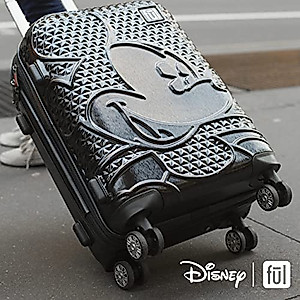 FUL Disney Mickey Mouse 25 Inch Rolling Luggage, Hardside Suitcase with Spinner Wheels, Black