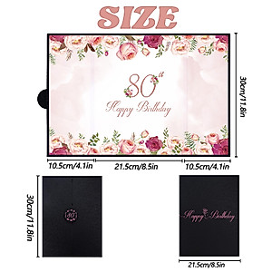 Vlipoeasn 80th Birthday Guest Book Alternative, Black and Pink 80th Birthday Party Decorations for Women, Creative Diamond 80th Birthday Signature Book, Cheers to 80 Year Old Birthday Party Supplies