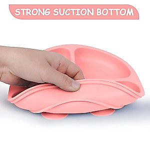 Vicloon Toddler Plates, 2 Pcs Silicone Baby Plates, BPA Free Suction Plates with Lids for Babies and Toddlers, Suction Plate Feature, Divided Plate Design,Toddler Plate Microwave&Dishwasher Safe