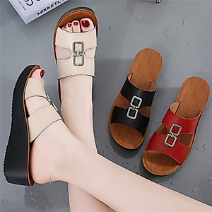 KAEAEILSS Ladies Platform Sandals Casual Fashion Wedge Summer Beach Shoes Comfortable Lightweight Ladies Slippers-Z Shape Ladies Rhinestone Wedge Sandals