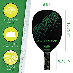 Franklin Sports Pickleball Paddle - Activator Wooden Core Pickleball Paddles - USA Pickleball (USAPA) Approved - 13mm Thick Core