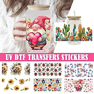 UV DTF Cup Wrap Transfer Stickers,UV DTF Cup Wrap Transfer Cup Stickers Decals DIY Fall Waterproof Autumn Theme Flower Rub on Transfers for Glass Cups