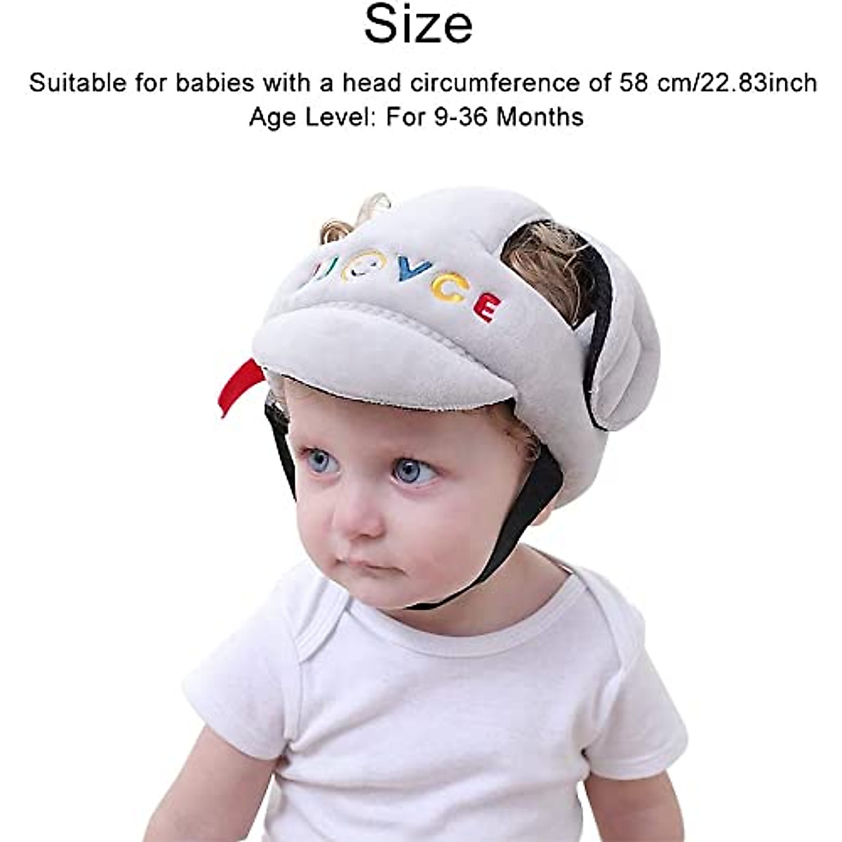 Infant Baby Helmet, Toddler Infant Safety Hat, Soft Adjustable Comfortable Protective Cap When Learning to Crawl Walk Play (Grey) 42-62cm