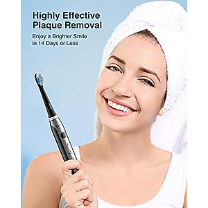 Dnsly Ultrasonic Toothbrush Electric Sonic Toothbrush for Adults and Kids, 3 Modes Rechargeable Whitening Electric Toothbrush, 2 Minutes Smart Timer, 2 Hour Charge for 30 Days Use, Black 710