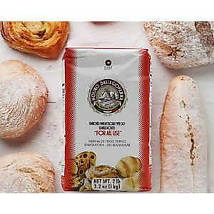 Molino DallaGiovanna Italian Enriched Unbleached All Purpose 00 Flour All Purpose, All Use high protein for Bread, Pastries, Pizza dough 1 Kilo Size (2 pack) 4.4 lbs