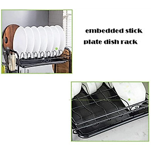 Plate Rack Draining Dish Rack Black Double Stainless Steel Dish Rack Drying Rack Utensil Holder Cutting Board Holder And Dish Drainer Pan Plate Holder