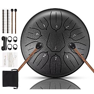 Steel Tongue Drum 11 Note 6 Inches D-Key Tank Drum Handpan Drum Percussion Instrument for Meditation Entertainment Musical Education Concert Mind Healing Yoga
