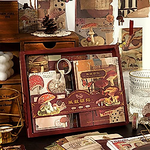 Aesthetic Scrapbook Kit, Scrapbooking Supplies Stickers, Bullet Junk Journal Kit Journaling Stationery, A6 Grid Notebook, Mushroom DIY Journaling Supplies, Scrapbook Gift for Teen Girl Kid Women