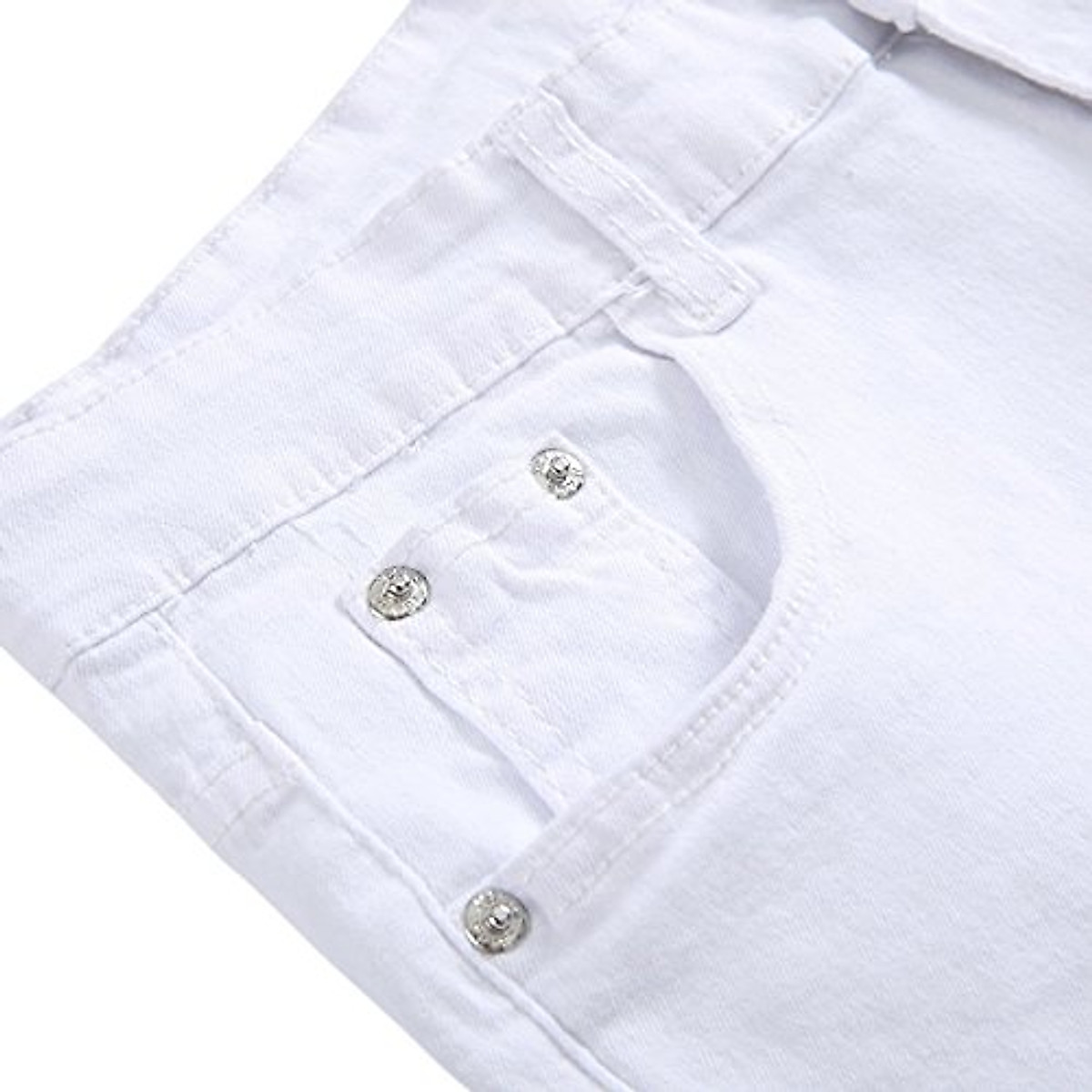 ANBOBER Men's Ripped Skinny Jeans Slim Fit Stretch Distressed Jeans for Men Straight Leg Denim Pants (White, 42)