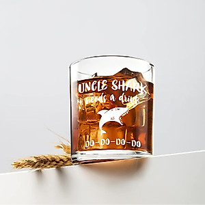 DAZLUTE Uncle Gifts from Niece, Funny Uncle Shark Whiskey Glass, Father’s Day Gifts Birthday Present Christmas Gifts for uncle Brother Cousin, 10Oz Old Fashioned Glass