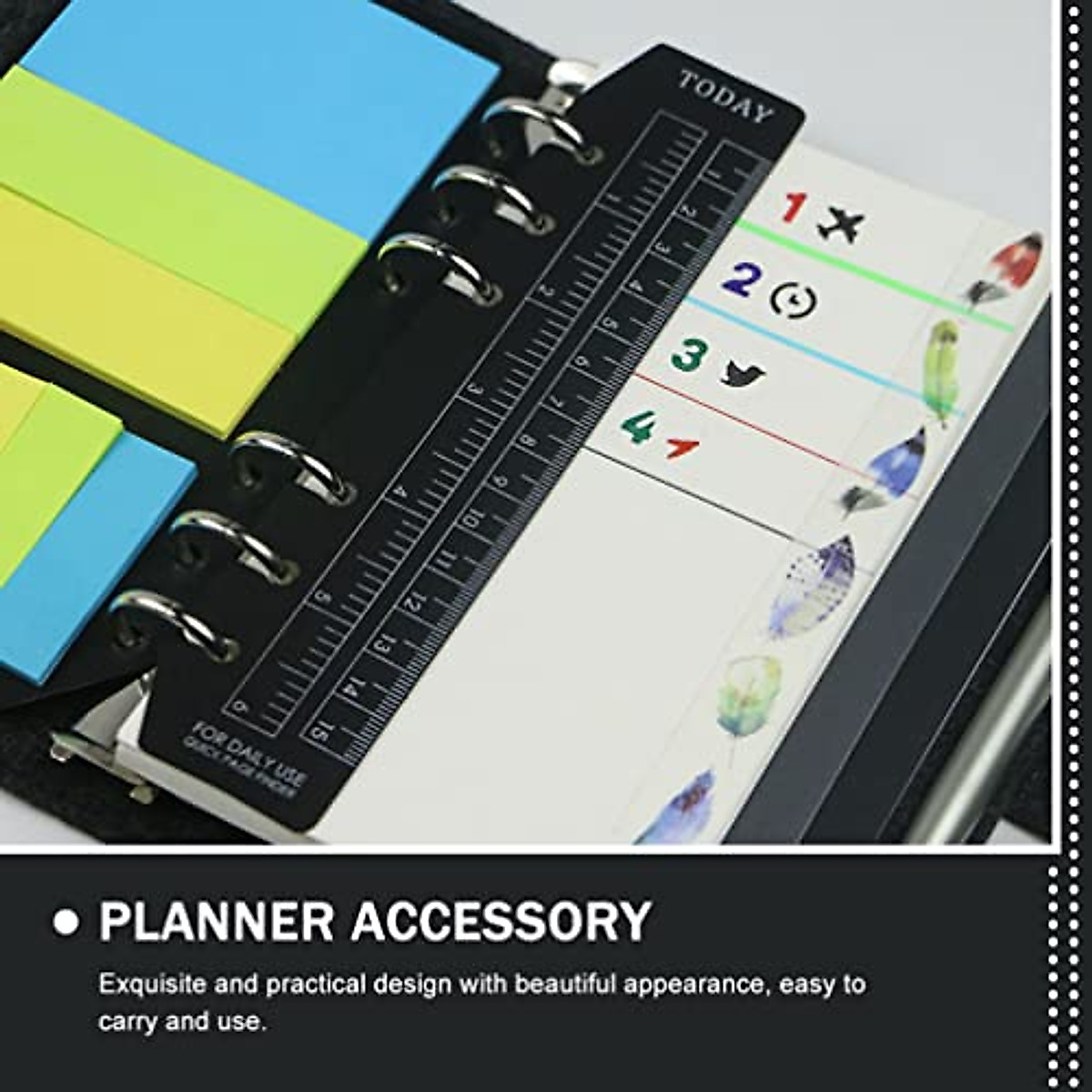 Operitacx 18Pcs Bookmark Rulers, Black Plastic Planner Bookmark, Page Marker Divider, Pagefinder Measuring Page Ruler, Notebook Planner (A5 A6 A7 Each 6 pcs)