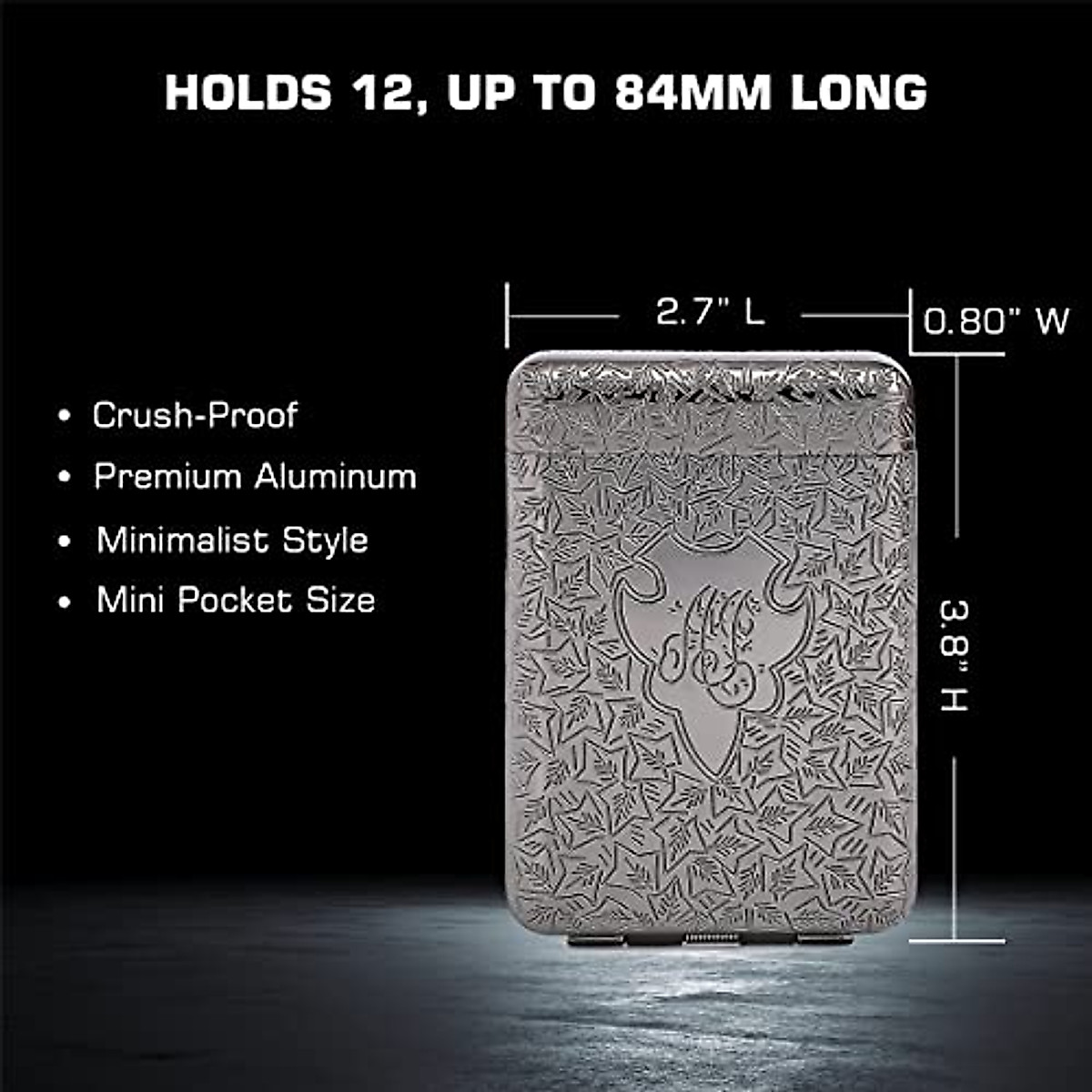 ONEONTA Metal Case Vintage Holder - Peaky Blinders Box, Holds 12, Up to 84mm, Black