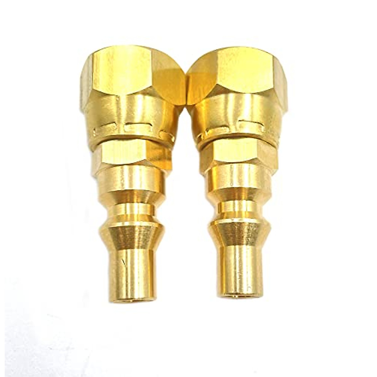 2pcs 1/4" Low Pressure Quick Contact Fittings Brass,RV Propane Contact Conversion Fittings for Gas Appliance Heater Grill Fire Pit and RV Quick Connect,1/4" Quick Key Connect Plug x 3/8" Female Flare