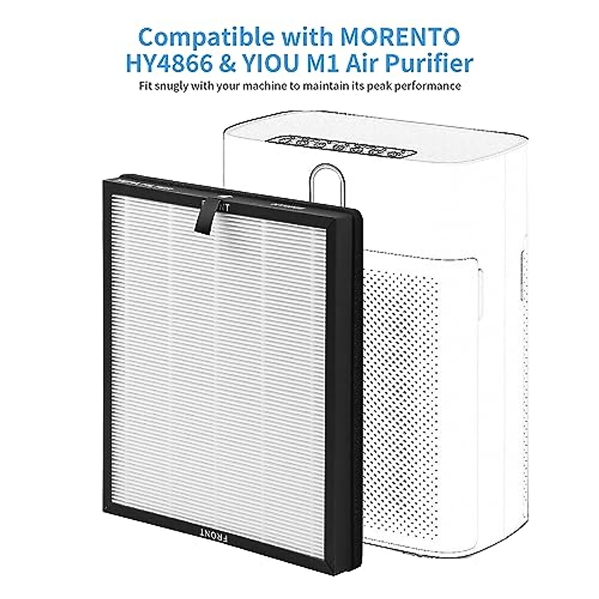 XBWW HY4866 H13 True HEPA Replacement Filters Compatible with Morento HY4866 and YIOU M1 Air Cleaner Purifier, 4 Packs