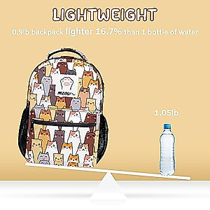 Cbntnaf Cute Meow Cat Backpack for Girls Boys Teens,College Bookbags,18 Inch,Large Capacity,Durable,Lightweightbag for Travel