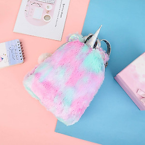 Yorki Girls Plush Unicorn Backpack Fashion,Shool Women Unicorn Bag Travel,Cute Bookbag for Unicorn Party Supplies-Pink