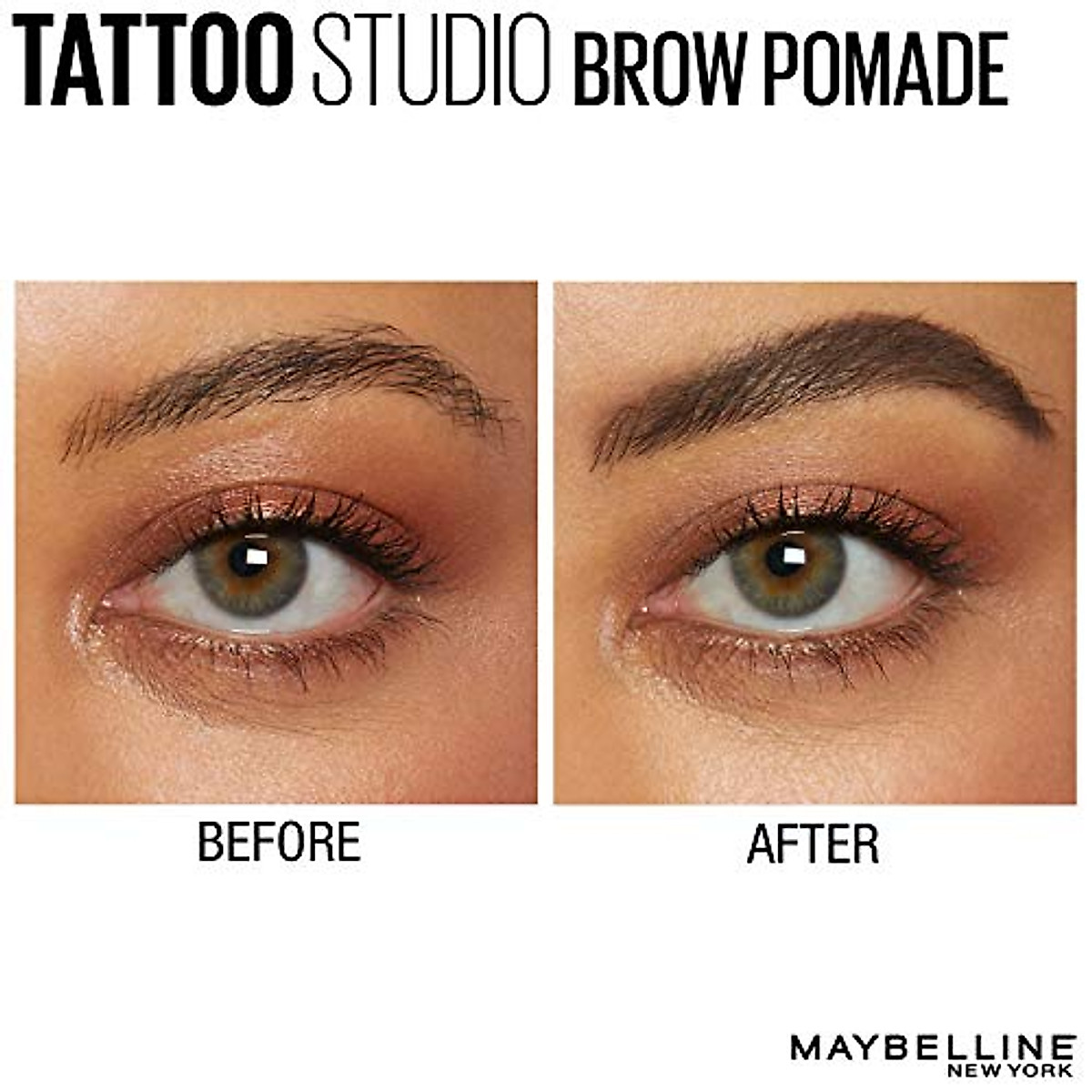 Maybelline TattooStudio Brow Pomade Long Lasting, Buildable, Eyebrow Makeup, Deep Brown, 1 Count
