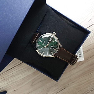 SEIKO mens PRESAGE 'Mockingbird' Cocktail Green Dial with Brown Leather Watch SRPD37J1