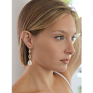 Mariell Gold Wedding Earrings, Cubic Zirconia Dangle Earrings for Bride, Bridesmaids, Gold Bridal Earring