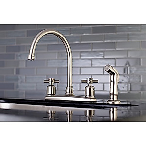 Kingston Brass FB798DXSP Concord Center Set Kitchen Faucet, 8-3/4" in Spout Reach, Brushed Nickel