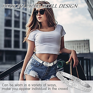 Geyoga 2 Pieces 5-8 Rows Women Rhinestone Belts Shiny Waist Belts Bling Glitter Chain Waistband for Jeans Dresses Pants (Silver)