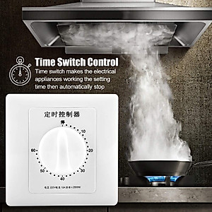 Mechanical Kitchen Timer, 220V Water Pump Timer Mechanical Countdown Indoor Intelligent Time Switch Control (60minutes)