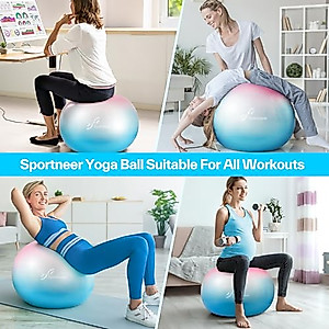 Sportneer Extra Thick Exercise Ball - 25.6''Yoga Ball with Quick Pump - Anti-Burst and Slip Resistant Fitness Ball Chair for Pregnancy and Physical Therapy