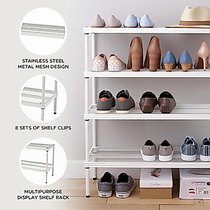Design Ideas MeshWorks, 2-Tier Steel Shelving Rack, 440lb Capacity Per Shelf, White