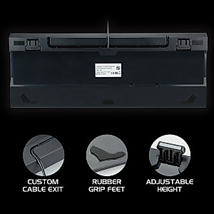 ENHANCE LED Mechanical Gaming Keyboard - Red Switches 104 Backlit Keys Pro Series FPS/MOBA Brushed Aluminum Metal - Anti Ghosting, N-Key Rollover, 10 Lighting Modes - Scoria Tournament Keyboard