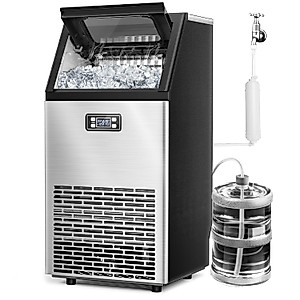 Joy Pebble V2.0 Commercial Ice Machine,100 lbs /24H, Self Cleaning Ice Maker,Under Counter Ice Machines with 24 Hour Timer,Ice Thickness Control,Stainless Steel Ice Makers for School,Home,Bar,RV