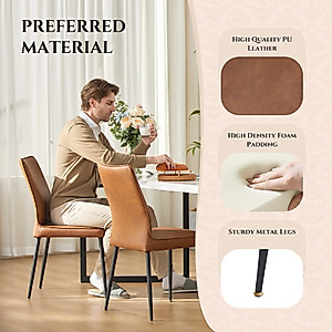 COLAMY T115-Brown Parson Dining Chairs, Set of 4, Brown