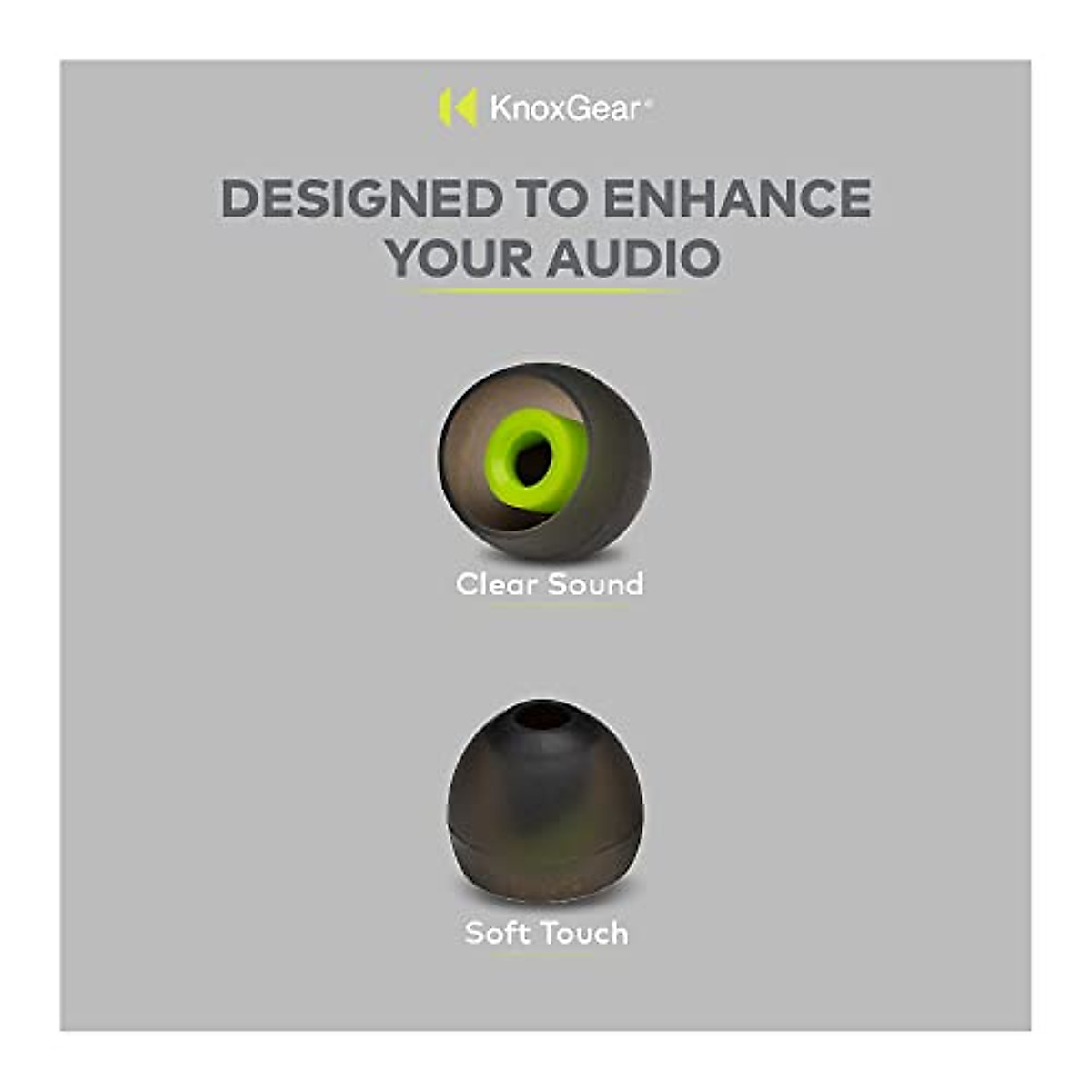 Knox Gear Silicone Earbud Tips Caps Cover for in-Ear Headphones, Replacement Earphone Buds Eartips, 4mm Inside Diameter Removable Washable Earphone Earbuds, Black 3 Pairs (S/M/L) for Compatible fit