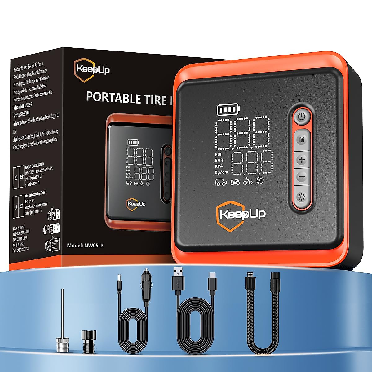 Tire Inflator Portable Air Compressor -Upgraded Air Pump for Car Tires with Tire Pressure Gauge (Max 150 PSI), Auto Shut-Off Tire Pump with LED Light for Car Motor Bike Ball