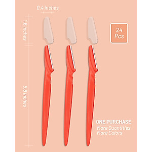 Eyebrow Razor for Women, 24 Pcs Dermaplaning Tool for Face Professional, Face Razor for Women Facial Hair Remover (Neon Orange)