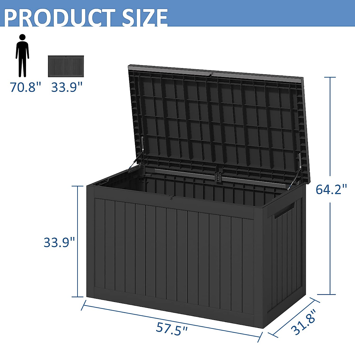 Flamaker 230 Gallon XXL Resin Deck Box Outdoor Waterproof Storage Box Loackable Bench for Patio Furniture Cushions, Toys and Garden Tools (Black)