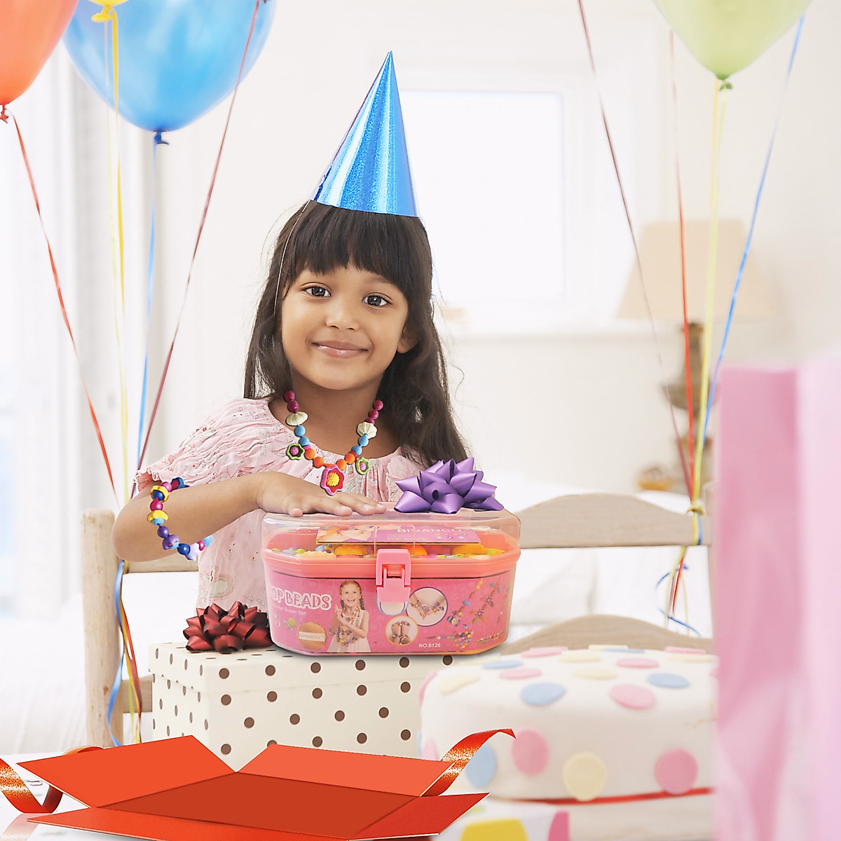 BIRANCO. Pop Beads, Jewelry Making Kit - Arts and Crafts for Girls 3-7 Years Old, Snap Beads Toys - Necklace, Bracelet, Ring Creative DIY Set - 520 pcs