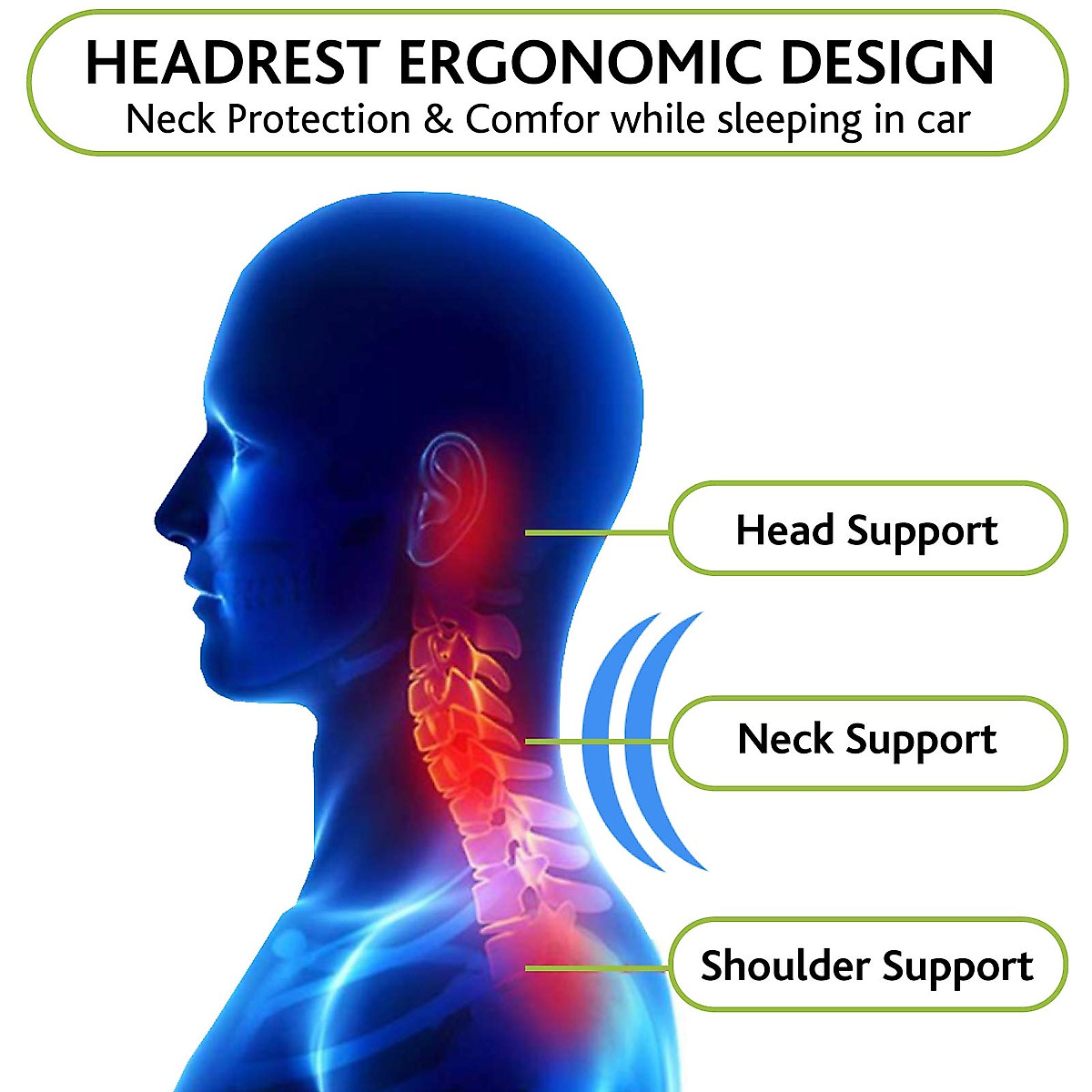 Spurtar Car Headrest Pillow, Road Pal Headrest Travel Pillow, Soft Velvet Adjustable Car Seat Headrest Pillow Head Neck Support, Memory Foam Headrest for Car, for Kids and Adults, Beige