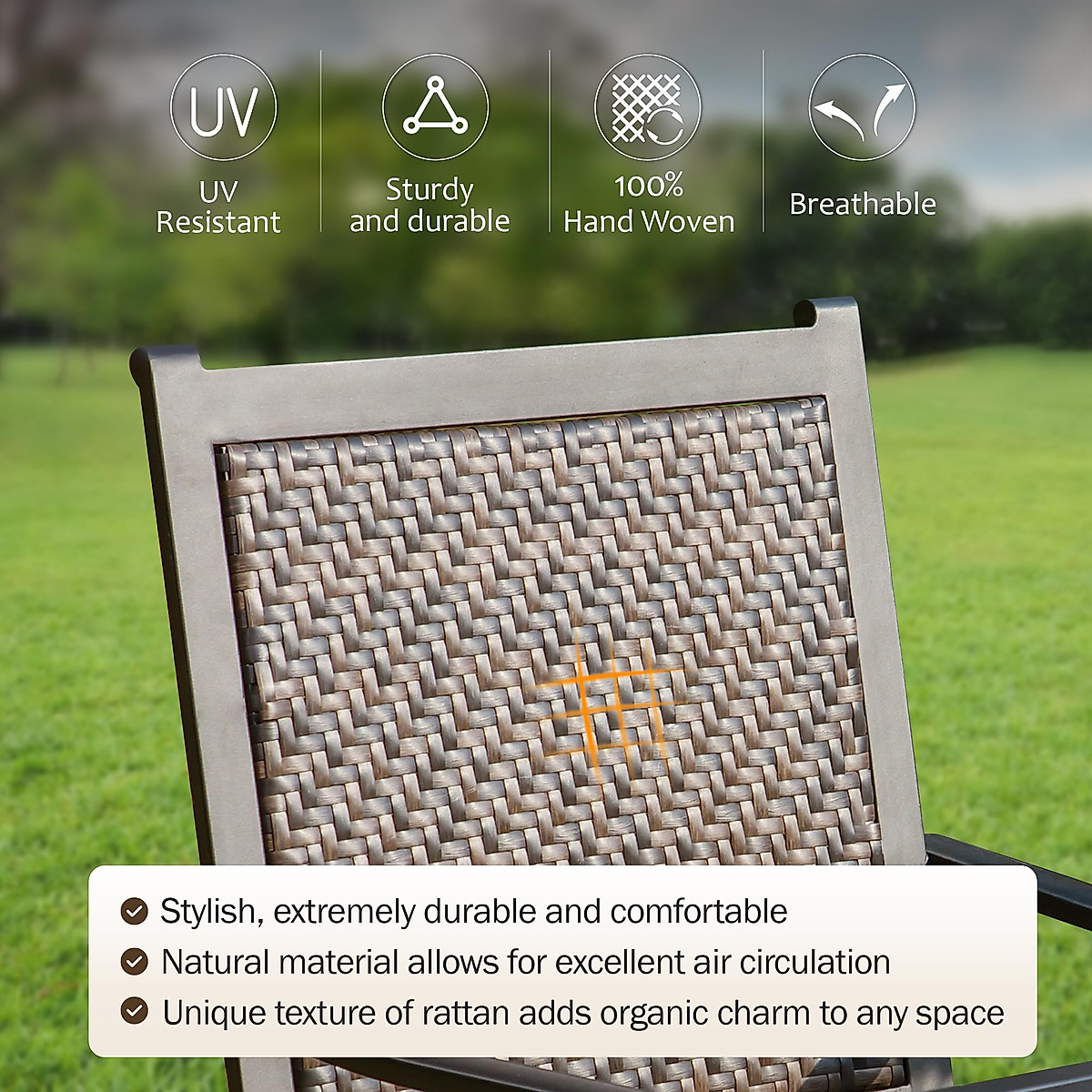 HERA'S HOUSE Patio Dining Chairs Set of 4, Outdoor Wicker Dining Chairs with Padded Removable Cushion, Rattan Chairs for Poolside Lawn Garden Backyard