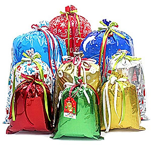 Diamerd 38PCS Christmas Gift Bags,Christmas Gift Bags Assorted Size,Christmas Gift Bags with Tags, Xmas Party Holiday Gift Bags with Small Medium Large Jumbo