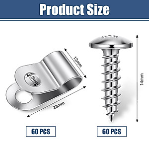 60 Pcs Wire Fence Clips Fence Wire Clamps Cattle Panel Clamps with 60 Pcs Screws Aluminum Mounting Clips for Vinyl, Wood or Metal Fence